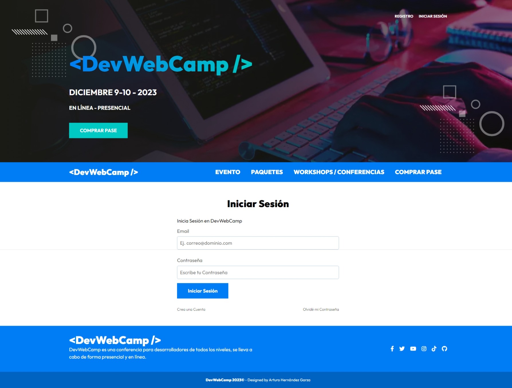 DevWebCamp - Crea tu cuenta en DevWebCamp